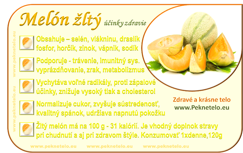 Žltý melón – chutné a zdravé zelenino - ovocie | Peknetelo.eu